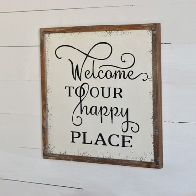 Welcome To Our Happy Place Sign | Vintage Crossroads