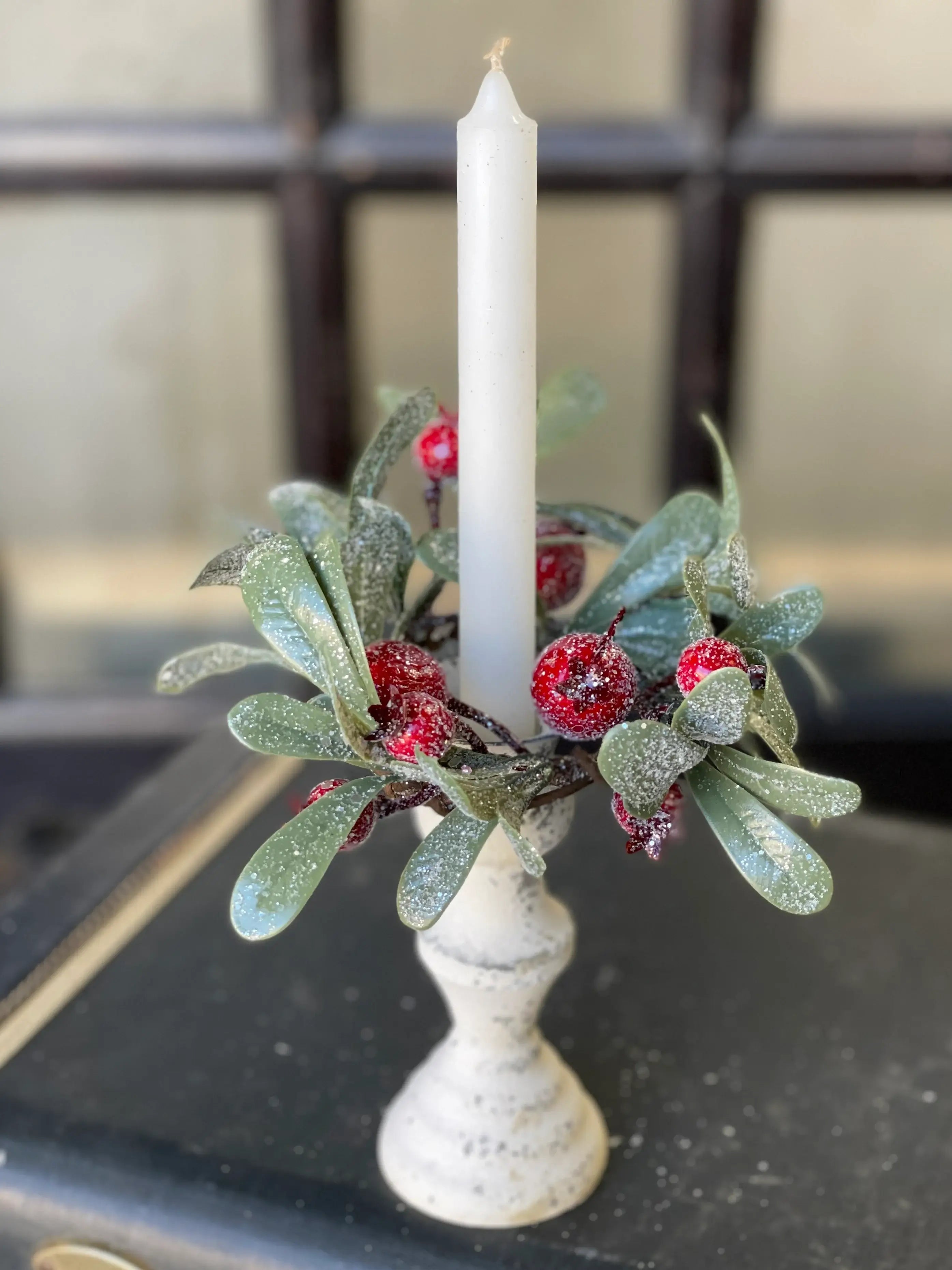 Crystalline Mistleberry Taper Candle Ring | Vintage Crossroads