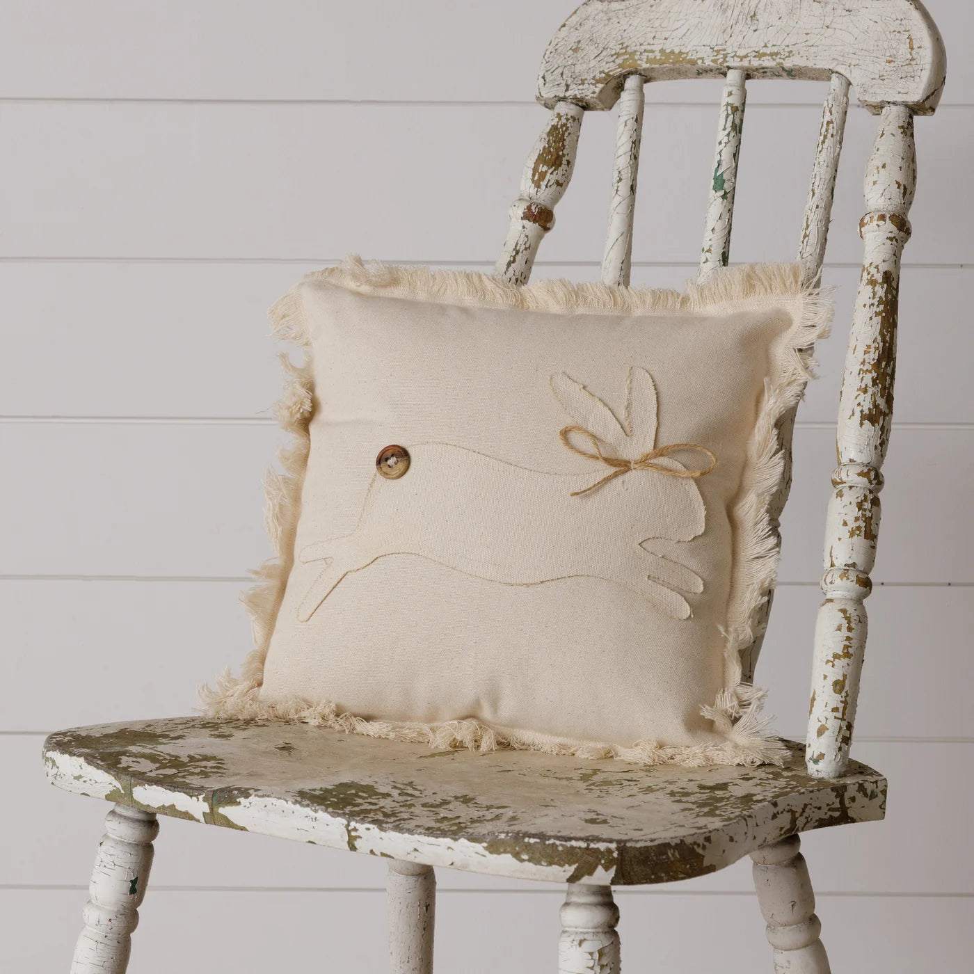 Bunny Patch Pillow With Fringe | Vintage Crossroads
