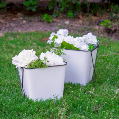 Square Metal Bucket | Vintage Crossroads