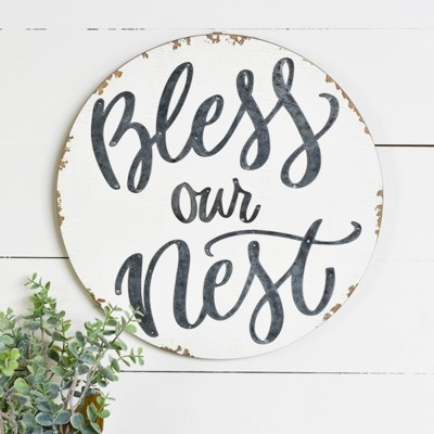 Round "Bless Our Nest" Sign | Vintage Crossroads